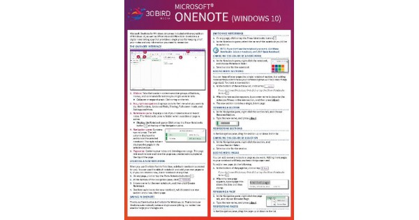 Microsoft OneNote (Windows 10) ShortTrack Training Card