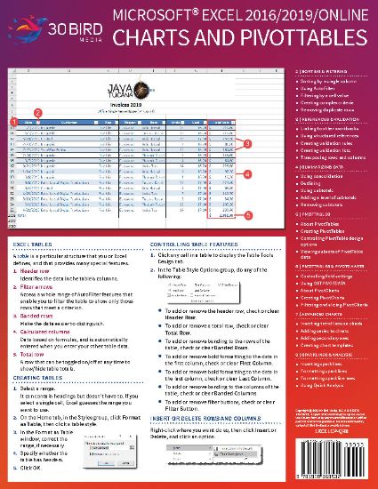 Excel Charts and PivotTables ShortTrack Training Card | 30 Bird