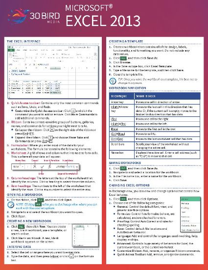 Microsoft Excel 2013 Quick Reference Card | 30 Bird