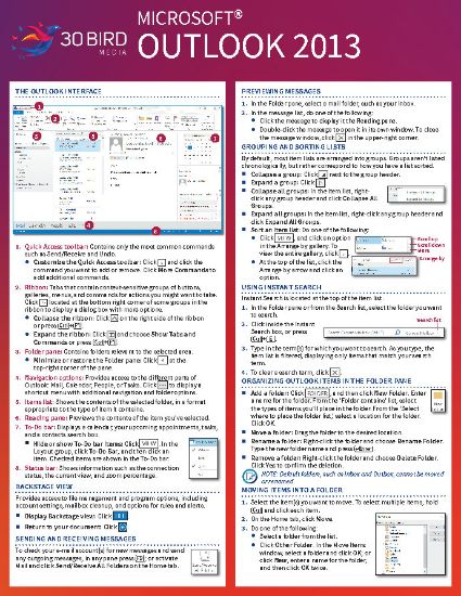Outlook 2013 Quick Guide Reference Card | 30 Bird