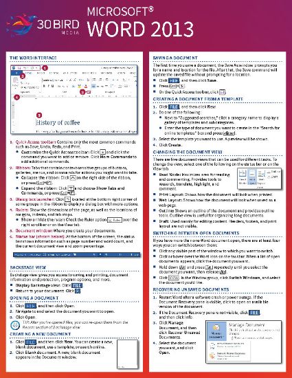 Word 2013 Quick Reference Card 30 Bird