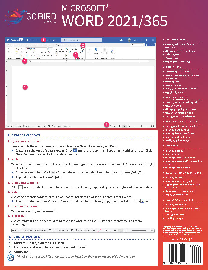MS Word 2021/365 ShortTrack Training Card | 30 Bird